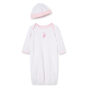 Little Me baby girls Hat Set infant and toddler nightgowns, White/Pink, 0-3 Months US