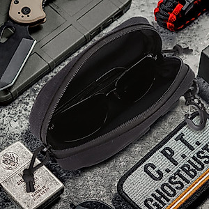 LIVIQILY Tactical MOLLE Glasses Shockproof Protective Box Portable Outdoor Sunglasses Pouch Eyewear Carry Case (Black)