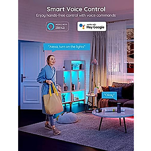 Govee WiFi LED Strip Lights, 32.8ft RGB Strip Lights Work with Alexa and Google Assistant, Smart App Control, 64 Scenes, Music Sync, DIY LED Lights for Bedroom, Kitchen, Party, Living Room, TV