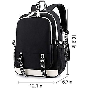 WZCSLM 15.6 Inch Stylish Computer Backpack Teens Bag College School Casual Daypack With USB Port Business Backpack Laptop Bag for Cartoon Glow at nightPattern(Ghost eye1)