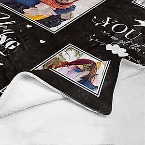 D-Story Custom Blanket with Photo Text Personalized Bedding Throw Blankets Customized Flannel Fleece Blankets for Family Birthday Wedding Gift Fits Couch Sofa Bedroom Living Room 80x60in