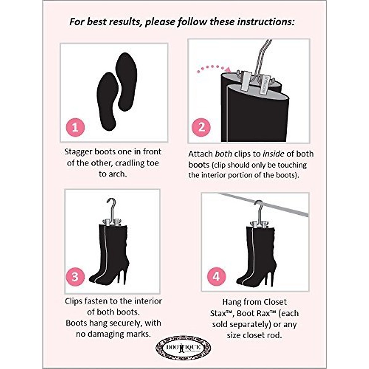 The Boot Hanger in Black - Shoe Storage Space Saver (Set of 3); Boot Hanger, Boot Holder, Boot Clips (Black)