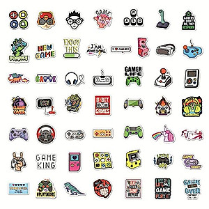 Game Stickers, 50PCs, Gaming Aesthetic Vinyl Waterproof Decals, Game Playing Stickers for Hydro Flask, Laptop, Water Bottle, Stickers for Kids, Toddlers, Teens, Girls, Car, Helmet Stickers Game