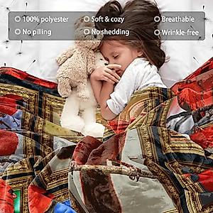 Vcmaluco Cardinal Bird Throw Blanket, Red, 50x60 inch, Acrylic, Casual, Animal Print, High Thermal Performance, Lounging, Napping, Bagged, 1 Count