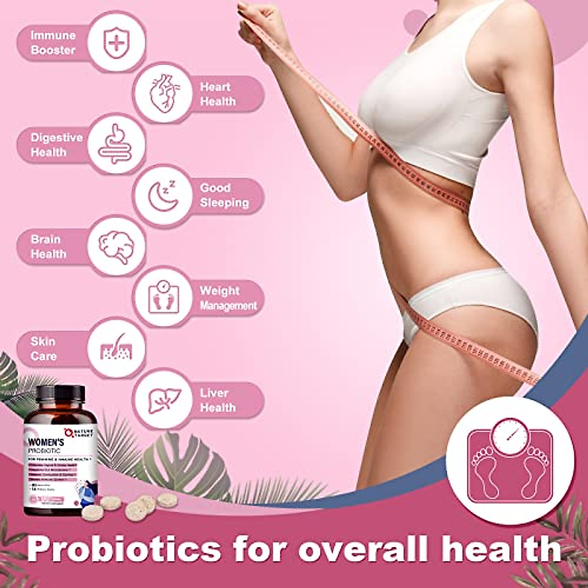 Probiotics-for-Women, Probiotics and Prebiotics, Cranberry and D-Mannose, 50-Billion-CFUs, Organic Probiotics for Digestive Health/Gut Health/Immune Booster/Weight Management, Women's Probiotics