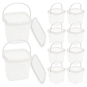 ULTECHNOVO Clear Buckets with Lid, 10pcs Clear Ice Cream Bucket Reusable Freezer Storage Tubs Food Storage Containers for Homemade Ice Cream Meal Prep Yogurt Soup 500ml