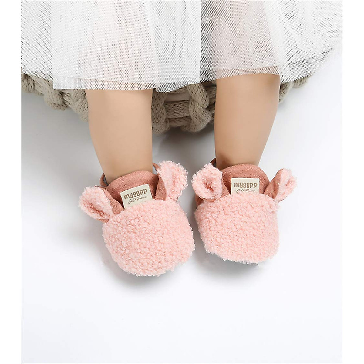 LAFEGEN Infant Baby Boys Girls Slipper Stay On Non Slip Soft Sole Newborn Booties Toddler First Walker Crib House Shoes 0-18 Months, 01 Khaki, Baby Slipper 12-18 Months Toddler