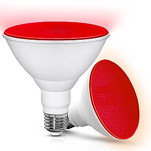 LED Red Light Bulbs Outdoor, 15W(150W Equivalent) Par38 Flood Red Lights, Color Halloween Party Light Bulb, E26 Base Energy Saving Light Bulb for Halloween, Christmas, Porch, Bar Decoration, 2 Pack