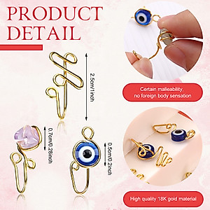 Jadive 24 Pieces African Nose Cuff Stainless Steel Nose Cuff Non Piercing Fake Nose Ring Evil Eye Clip on Nose Ring for Women Men (Gold)