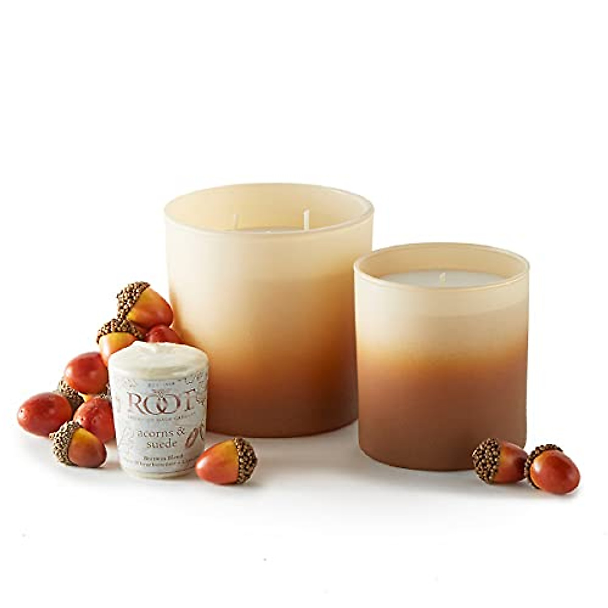 Root Candles Scented Votive Candles Beeswax Blend Premium Handcrafted 20-Hour Votives, 18-Count, Acorn & Suede