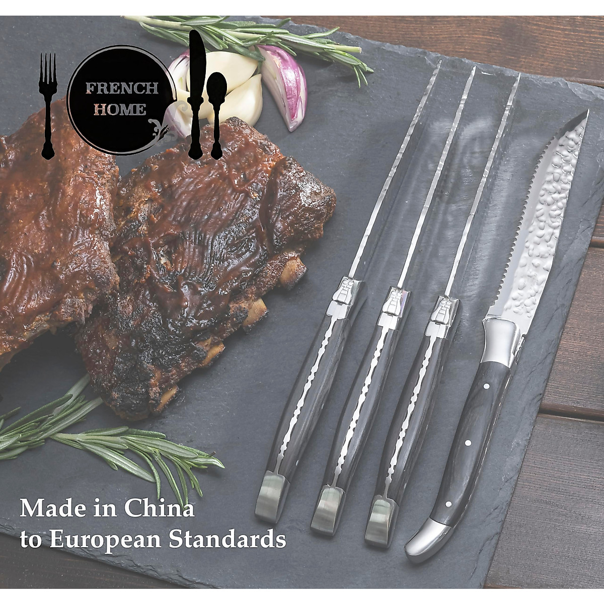 French Home Laguiole Charcuterie Serving Utensils Set of 9 – Kit w/Cleaver, Fork Set, barware & More – Cheese Serving Utensils w/Faux Ivory Handles for Parties