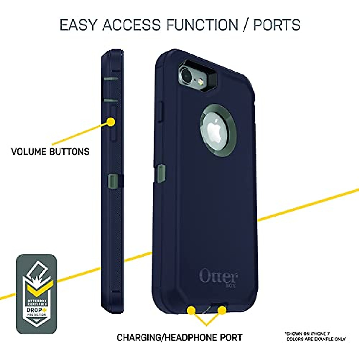 OtterBox IPhone SE 3rd/2nd Gen, IPhone 8/7 (Non-Retail/Ships In Polybag) Defender Series Case - BLACK, Rugged & Durable, With Port Protection, Includes Holster Clip Kickstand