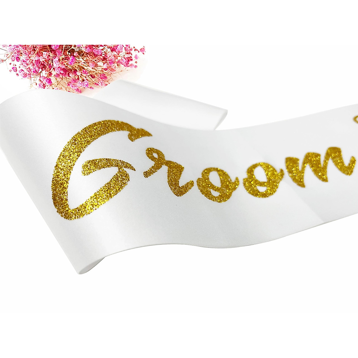Ashaqshnglee Groom to Be Sash, Groom Sash Bachelor Party Funny Accessory for Future Groom Wedding Gift Idea from Bride to Be White Gold
