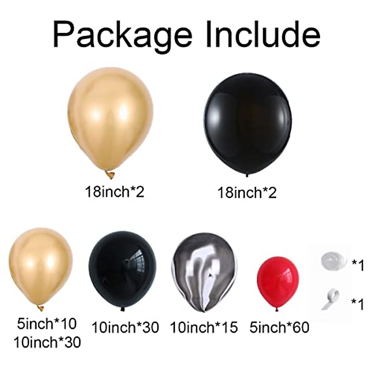 Red Black Gold Balloon Garland Arch Kit, 149Pcs Chrome Metallic Gold Marble Agate Black Balloons for Men Women Kids Birthday Party Decorations Baby & Bridal Shower Wedding Graduation Party Supplies