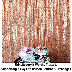ShinyBeauty Sequin Backdrop 8FTx8FT-Rose Gold,Sequin Curtain Backdrop Photo Booth Wedding Props Glitter Party Background Decorations