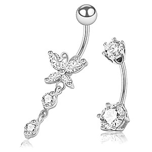 CHARM ONLINE Belly Button Rings Dangle Sexy Navel Body Surgical Steel Piercing Jewelry for Women