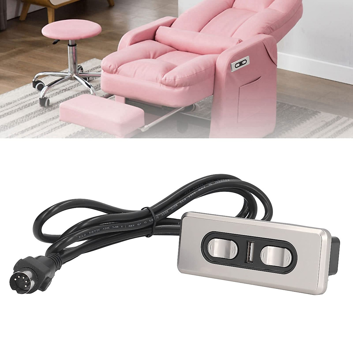 AUNMAS Lift Chair or Power Recliner Hand Controller, Dual Motor 12V/29V 2 Button 5 Pin Electric Sofa Controller with USB Universal Lift Chair Remote Replacement