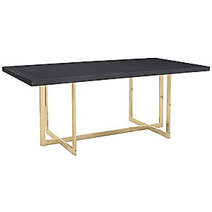 Meridian Furniture Elle Collection Modern | Contemporary Wood Veneer Top Dining Table with Durable Stainless Steel Base, 78" W x 39" D x 30" H