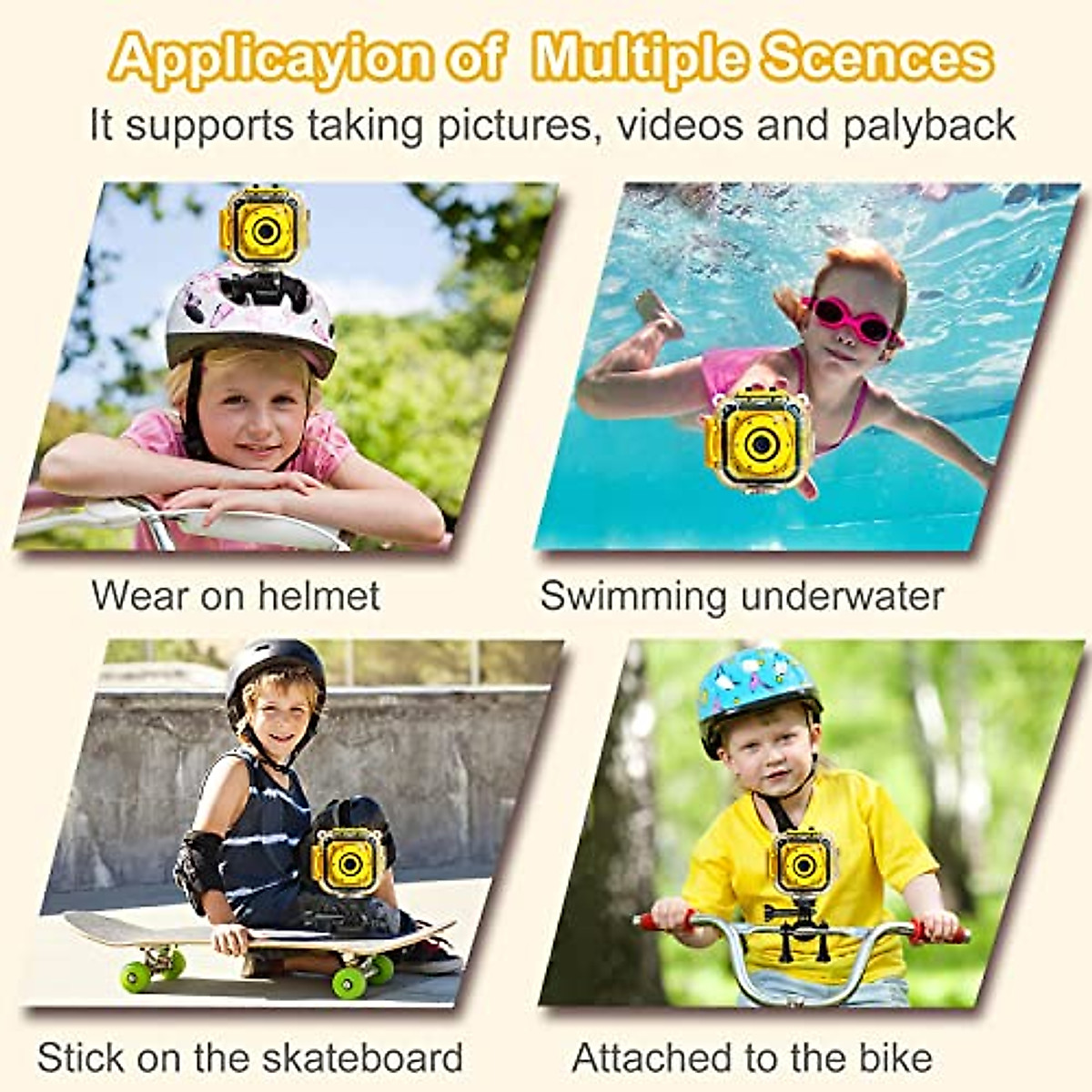 PROGRACE Kids Camera Waterproof Toy - Children Digital Action Camera for Boys Girls Age 3 4 5 6 7 8 9 10 11 12 Years Old Birthday Gift Toddler Pool Toys for Boys Age 6-8 Games Camera