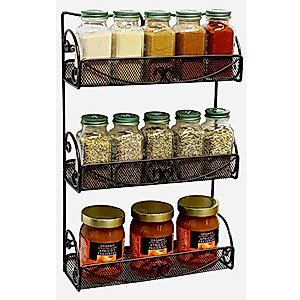 DecoBros 3 Tier Wall Mounted Spice Rack, Bronze