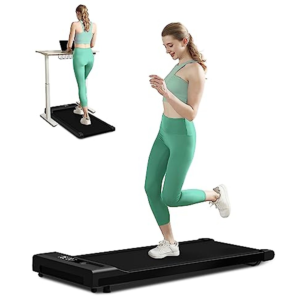 Walking Pad Treadmill, 2 in 1 Under Desk Treadmill with Remote Control, Compact Mini Treadmill in LCD Display, Installation-Free Jogging Machine for Home/Office.D1-Black…