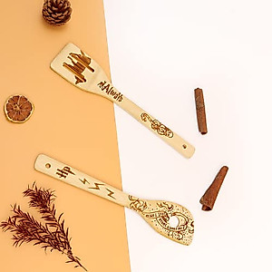 Magic Wooden Spoons Gifts for Cooking - Cool Engraved Kitchen Utensils Accessories Set, Bamboo Cooking Stuff for Kitchen Decor - Perfect Kitchen Gifts for Mother's Day Wedding Baking