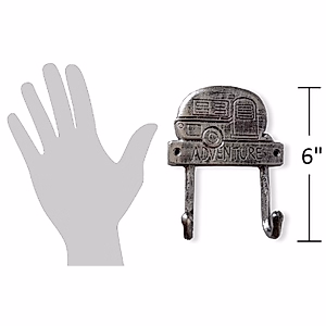 The Bridge Collection 6" Camper with Hooks - Coat Hanger Cabin Decor - Cast Iron Camper Hanger for Coats - Fun Camper Decor for Kids Bedroom - Gift for Kids and Camping Lovers - Hanger with Two Hooks