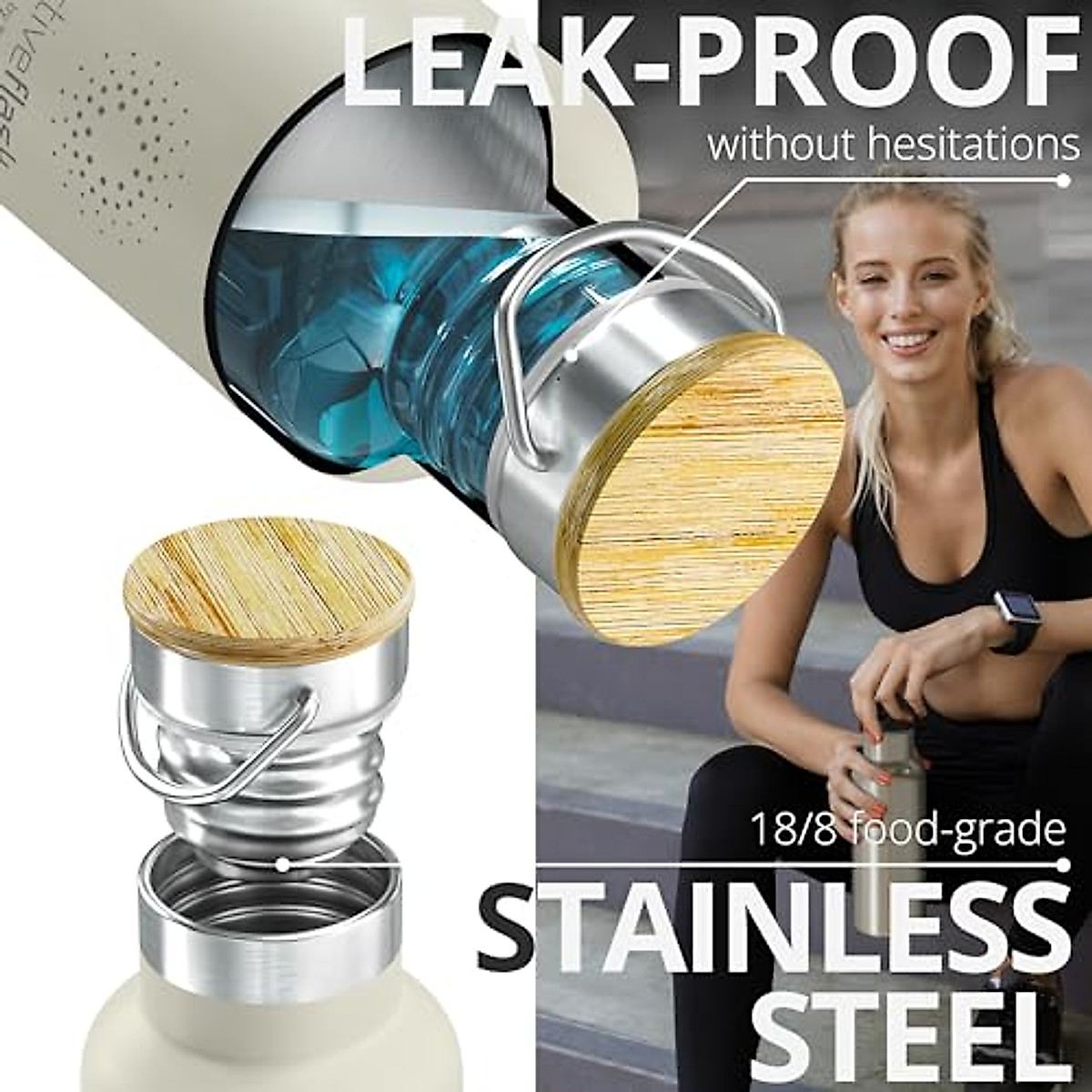 Stainless Steel Water Bottle with Straw, Infuser & 3 Lids: 18/32 OZ Leak-Proof Vacuum Insulated ACTIVE FLASK Drinking Bottles Hot Cold: Double Walled Outdoor Drink Thermo Mug Tea Coffee Sport Gym Bike