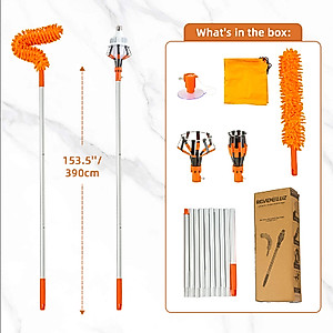 REYDELUZ 12FT Light Bulb Changer for High Ceilings and Recessed Lights, Light Bulb Pole Changer for High Ceilings, Light Bulb Changer with Baskets and Suction Cup, Light Bulb Removal Tool