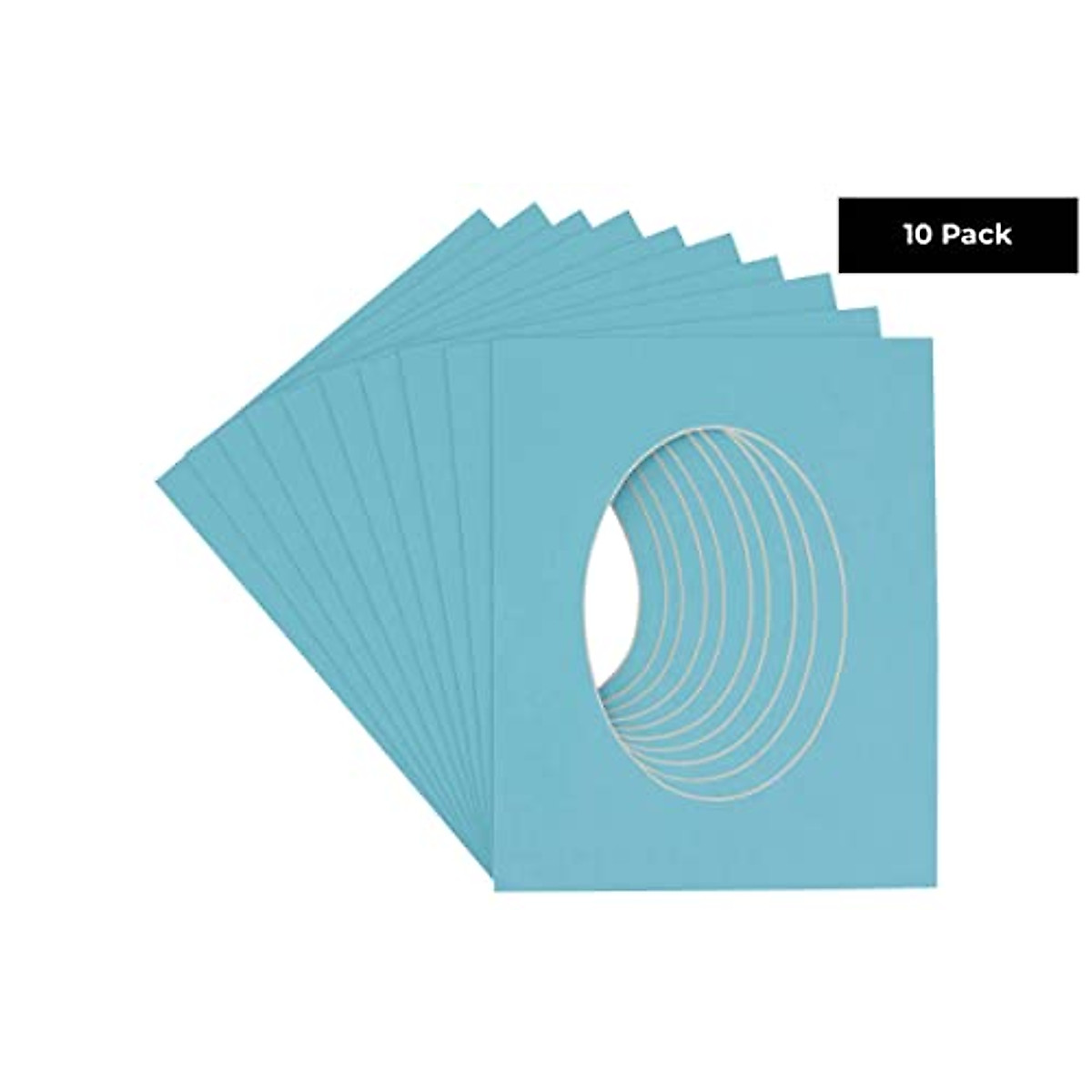 CountryArtHouse Aqua Blue Acid Free 32x32 Oval Picture Frame Mat with White Core Bevel Cut for 27x30 Pictures - Fits 32x32 Frame - Pack of 10 Matboards