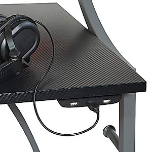 OSP Home Furnishings Alpha Battlestation Gaming Desk, Black