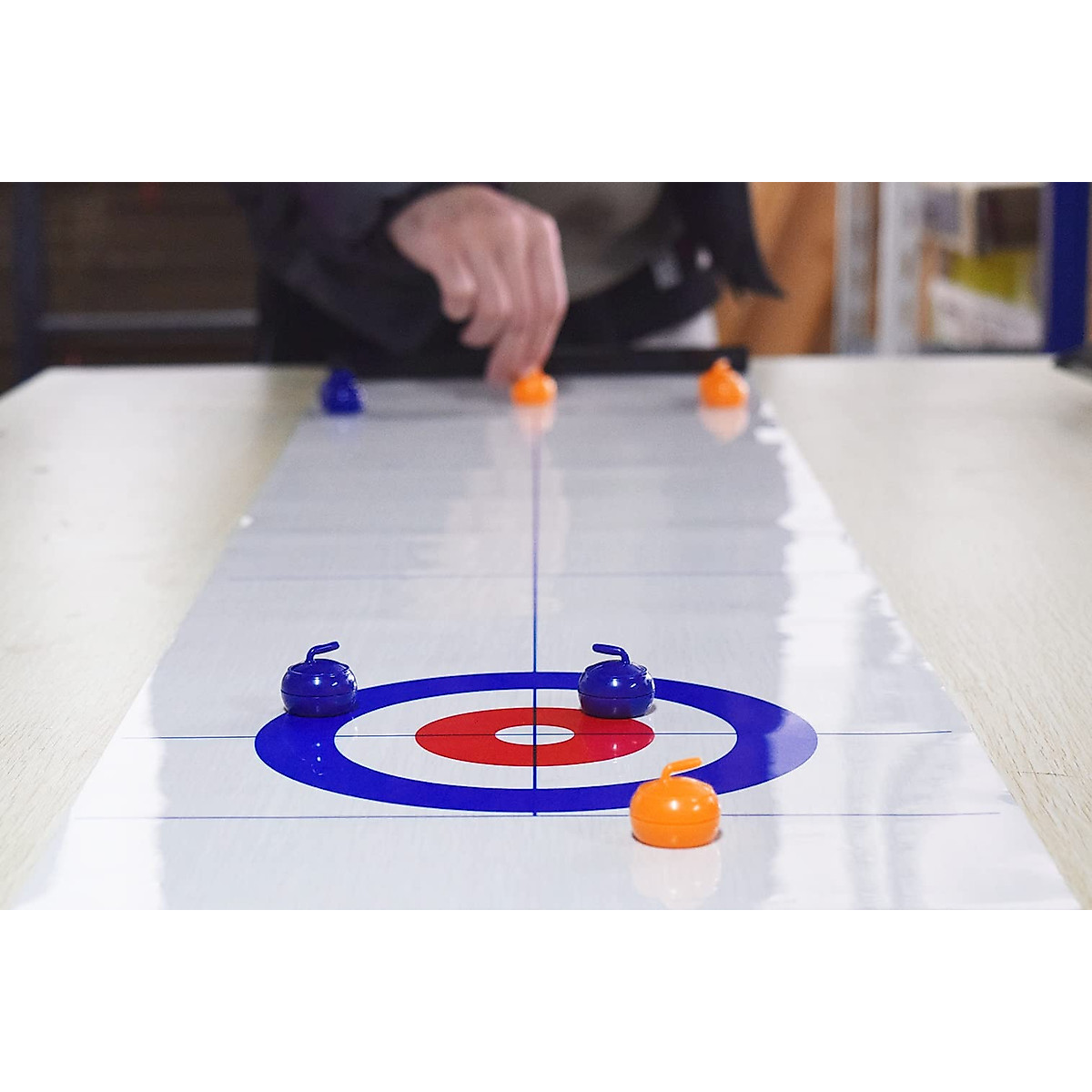 Tabletop Curling Game and Family Fun Board Games Shuffleboard Pucks with 8 Rolllers Gifts for Kids and Adults Travel Compact Storage