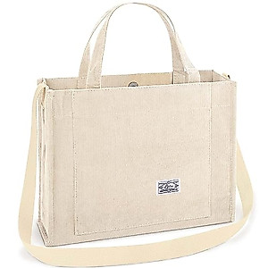 Corduroy Tote Bag for Women Small Satchel Bag Mini Tote Bag Aesthetic Crossbody Bag Handbag - School Work Travel Shopping(Beige)