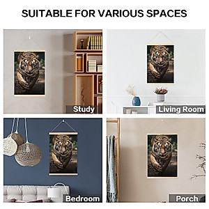 Tiger Magnetic Hanger Poster, 16x24 Inch King of The Forest Tiger Canvas Painting, Lightweight Wooden Magnet Frame for Poster, Prints, Photos, Maps, Oil Painting And Canvas Artwork