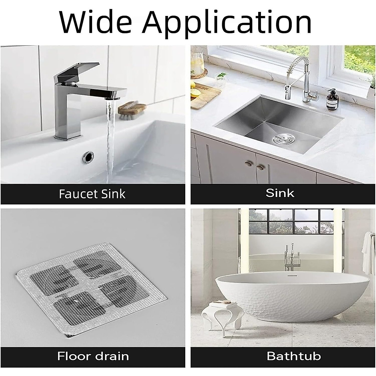 Disposable Square Shower Drain Cover Hair Catcher 20PCS Pack 4" X 4" Mesh Stickers, Kitchen Bathroom Shower Bathtub for Human and pet Hair (20 PCS)