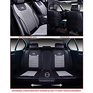 OASIS AUTO Car Seat Covers Premium Waterproof Faux Leather Cushion Universal Accessories Fit SUV Truck Sedan Automotive Vehicle Auto Interior Protector Full Set (OS-008 Gray)