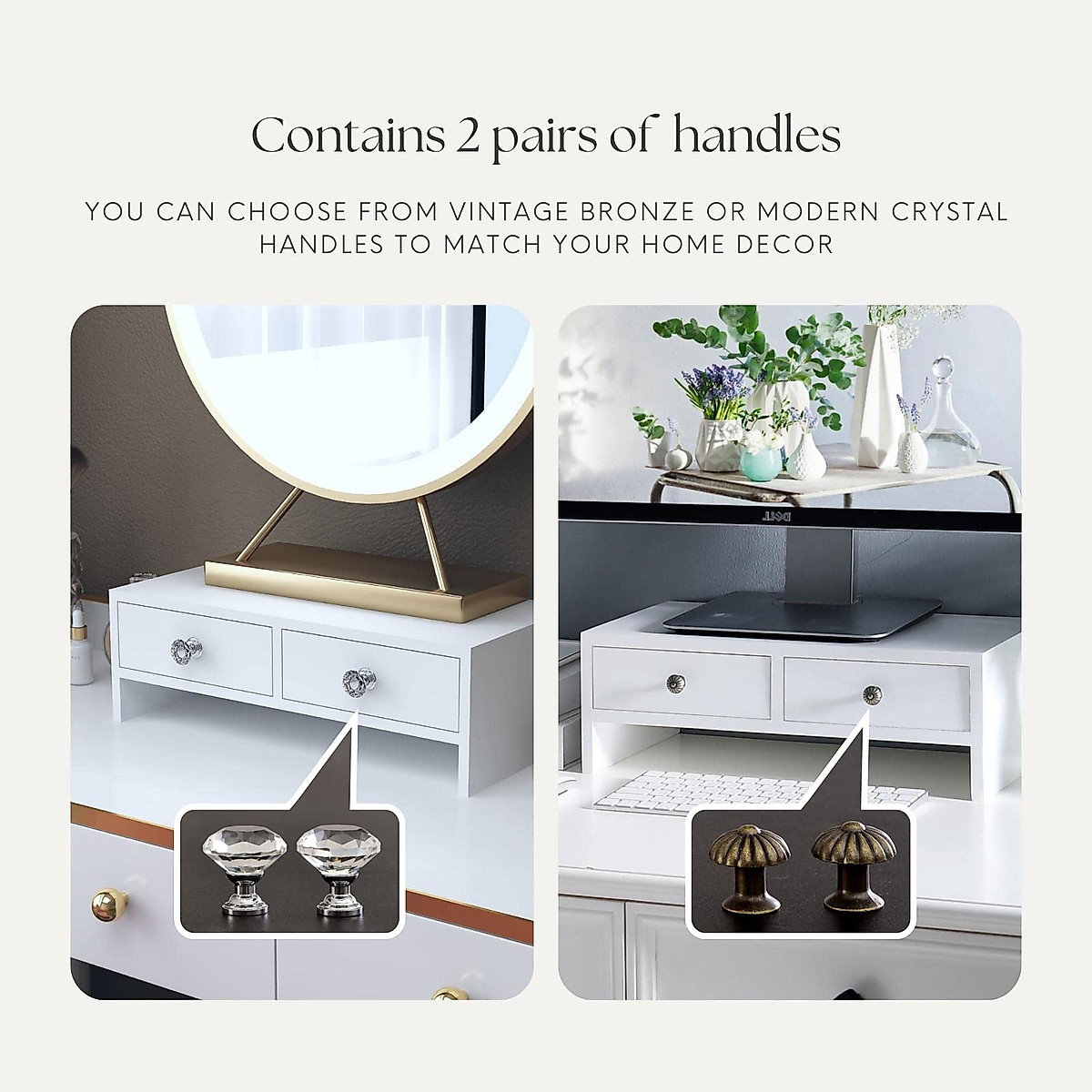 WELLAND Monitor Stand Riser with Drawers, Computer Monitor Stand, Desktop Organizer Stand for Laptop, PC, Office Supplies, White