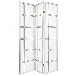 ORIENTAL Furniture 6 ft. Tall Double Cross Shoji Screen - White - 3 Panels