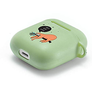 Green Case Cover for AirPod 1&2 w/Keychain Carabiner+Storage Bag,Cute Sloth Airpod Case Wireless Earphone Case Smooth Anti-dust Flexible Silicone Protective Cover Soft Skin Avocado Green Case