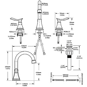 2-Handle 8 inch Widespread Bathroom Sink Faucet Brushed Nickel Lavatory Faucet 3 Hole 360° Swivel Spout Vanity Sink Basin Faucets with Pop Up Drain Assembly and cUPC Water Supply Hoses