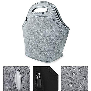 Neoprene Lunch Bag,LOVAC Thick Insulated - Durable & Waterproof Lunch Tote With Zipper For Outdoor Travel Work School (Cool Gray)