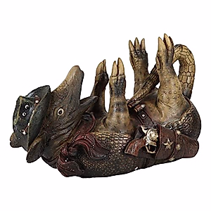 Ebros Gift Coiled Tipsy Drunk and Wild Armored Cowboy Sheriff Armadillo Booze Guzzler 12" Long Wine Bottle Holder Storage Caddy Figurine for Party Hosting Kitchen and Home Decor Statue