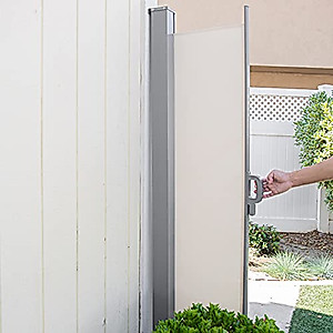 Barton 96078-1 Retractable 9.8ft Rugged Side Awning Patio Sunshine Privacy Divider Wind Screen Longer Service Life, Suitable for Courtyard, Roof Terraces and Pools, Gray