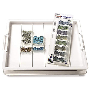 Bead Storage Solutions Plastic Stackable Organizer Tray Bundle with Lid and 32 Size Medium Containers for Beads and Craft Supplies