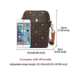 FOXLOVER PVC Faux Leather Signature Crossbody Purses for Women Casual Mini Shoulder Bags with Adjustable Strap Ladies Cellphone Purse Women’s Small Zipper Bags