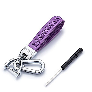 Universal Men & Women PU Leather Keychain Accessories Metal Car Key Chain Ring, purple