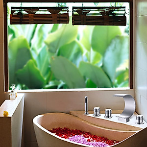 AZOS Waterfall Bathtub Faucet Set with Handheld 5 Holes Bath Tub Faucet Combo Set 3 Handle Waterfall Tub Filler Faucet with Spray 5- Pieces Deck Mount Roman Tub Faucet Trim Kit, Chrome