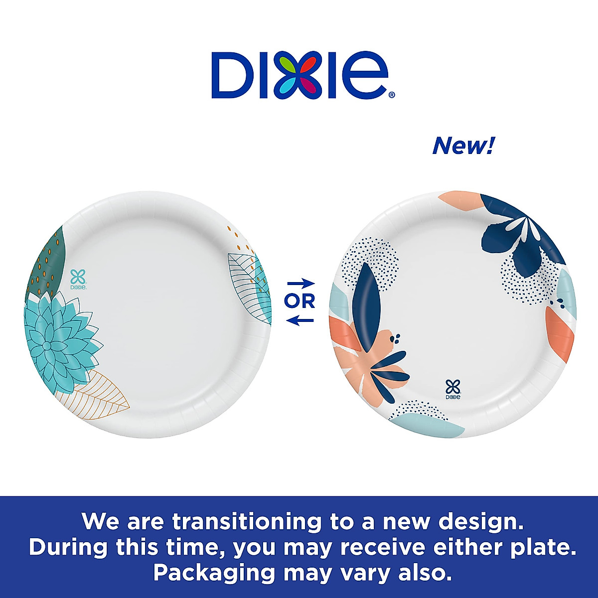 Dixie Everyday Paper Plates, 6 7/8", Dessert or Snack Size Printed Disposable Plates, 50 Count (Pack of 1