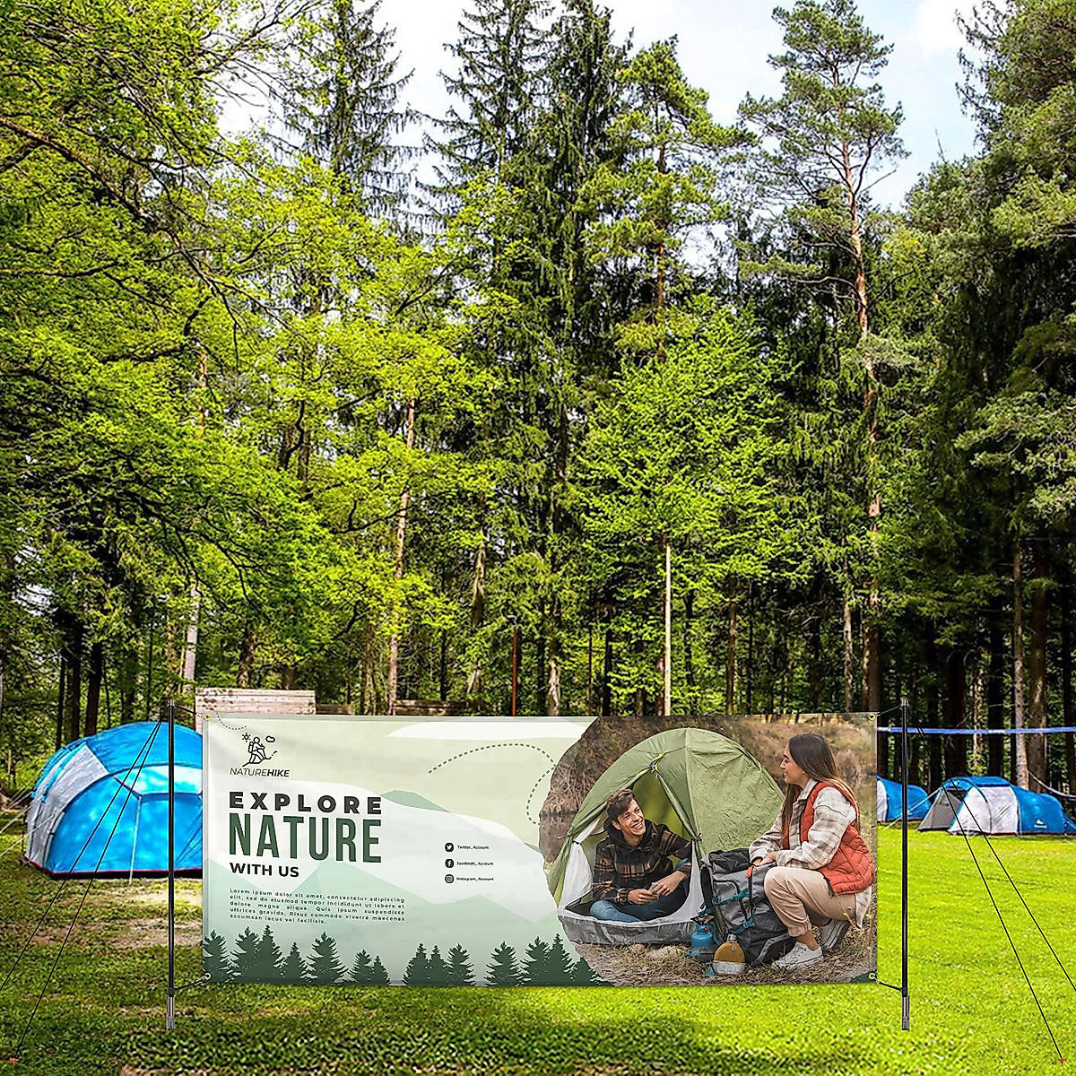 BannerBuzz EZ Post Banner Stand for 10' W X 4' H Banner, Outdoor Advertising Stand with Carrying Bag (Hardware only)