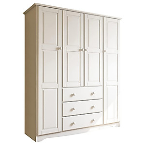 Palace Imports 100% Solid Wood Family Wardrobe/Armoire/Closet, White. 3 Clothing Rods Included. NO Shelves Included. Optional Shelves Sold Separately. 60.25" w x 72" h x 20.75" d